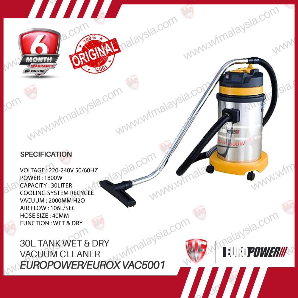 Europower Eurox Vac5001 30l Stainless Steel Tank Wet And Dry Vacuum Cleaner