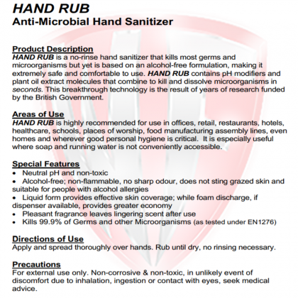 HAND DISINFECTION- 100% ORIGINAL 5L Hand Rub (Alcohol Free & Liquid ...